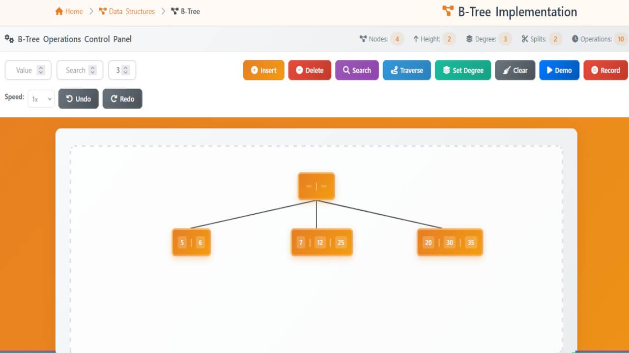 B Tree Implementation Simulation Data Structures