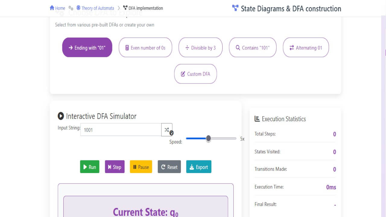 DFA Implementation - Visual Learning | Theory of Automa