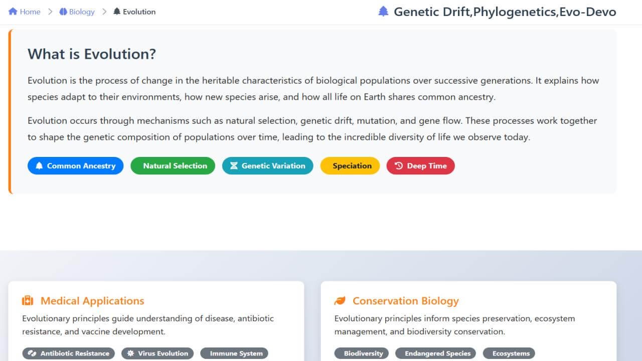 Evolution - Biology | Interactive Learning Platform
