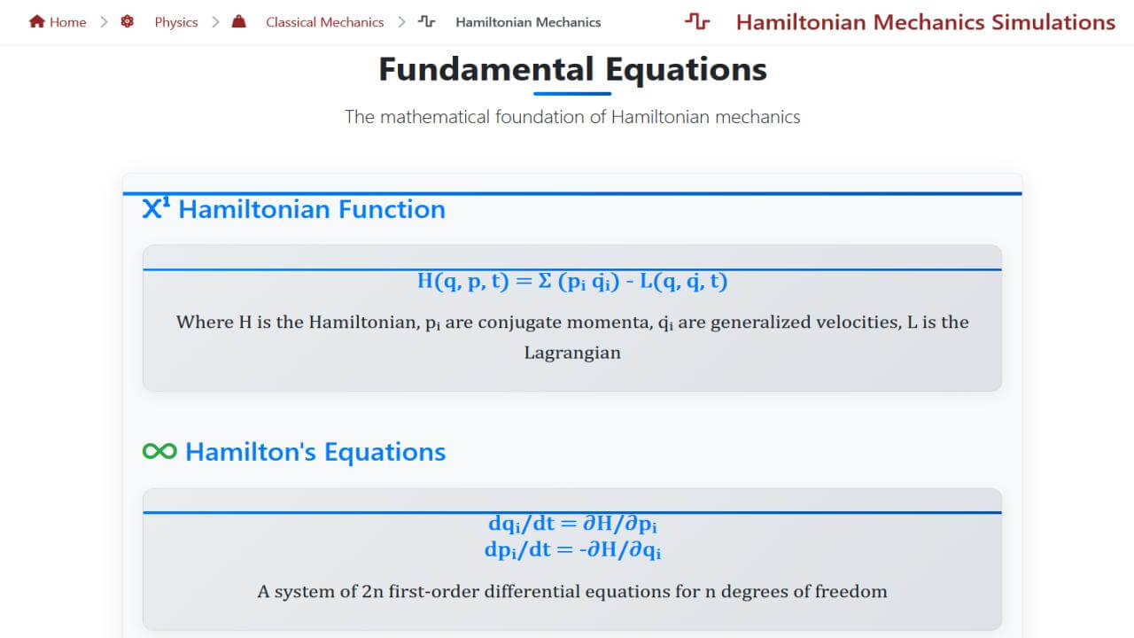 Hamiltonian Mechanics - BinaryVisual | Classical Mechanics