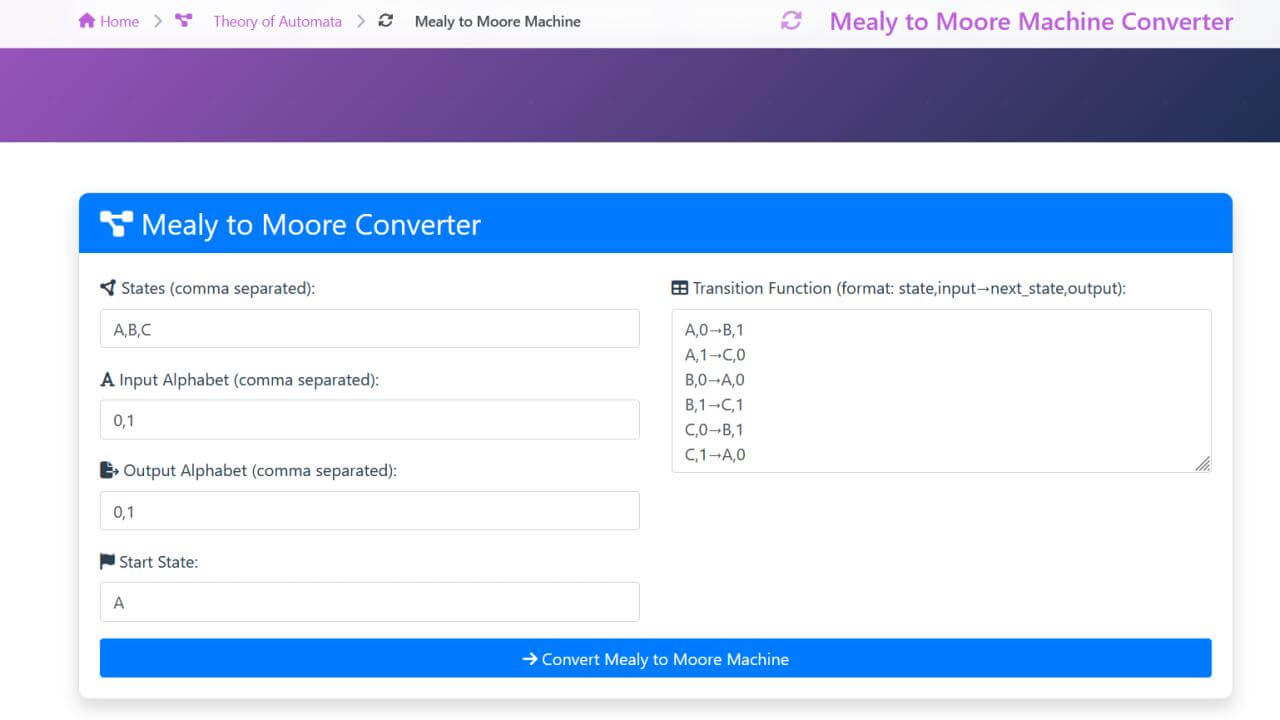 Mealy to Moore Machine Converter | Digital & Logic Design