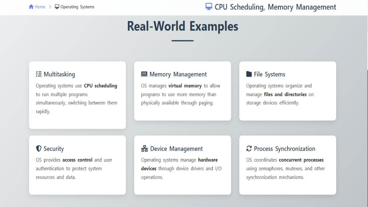 Operating Systems - Visual Learning Platform | CPU Scheduling, Memory ...