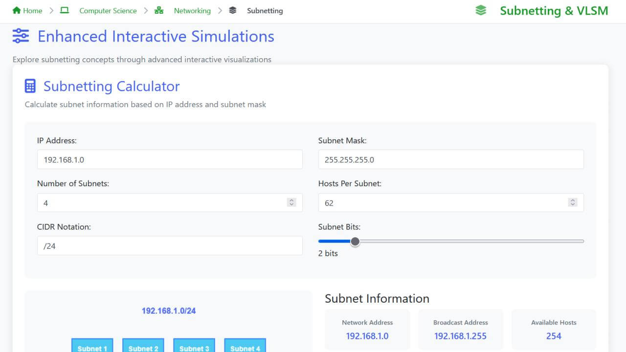 Subnetting & VLSM - BinaryVisual | Computer Networks